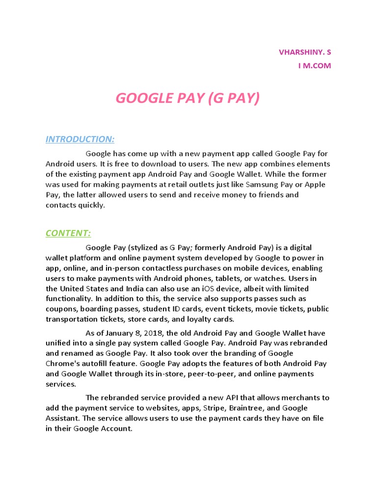 Google Pay (G Pay) : Content | PDF | Payments | Financial Technology