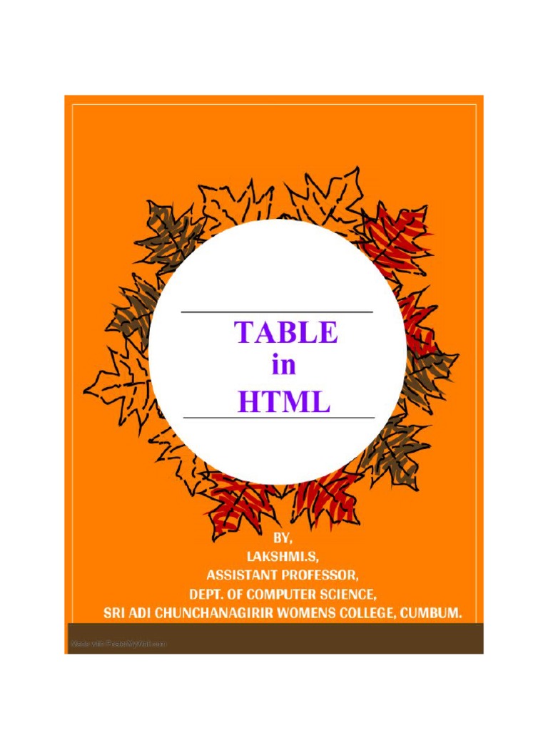 HTML Tables | PDF | Html Element | Html