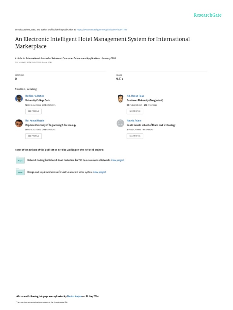 Intelligent Hotel Management System | PDF | Automation | E Commerce