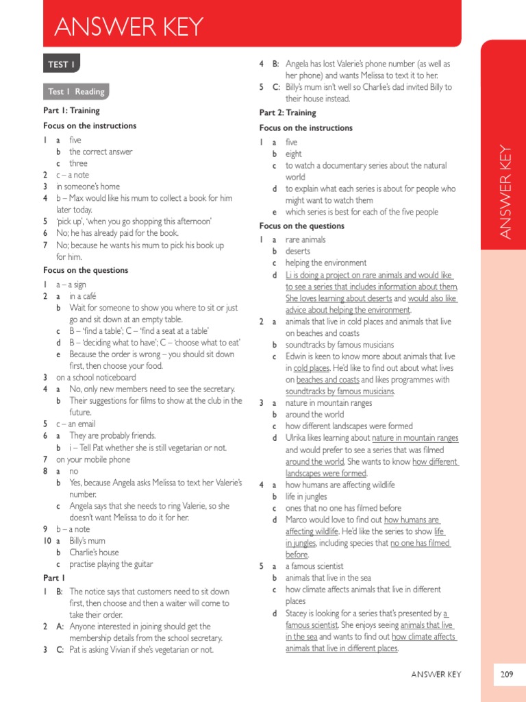 Practice Tests Plus B1 Preliminary For Schools 2020 - Key | PDF ...