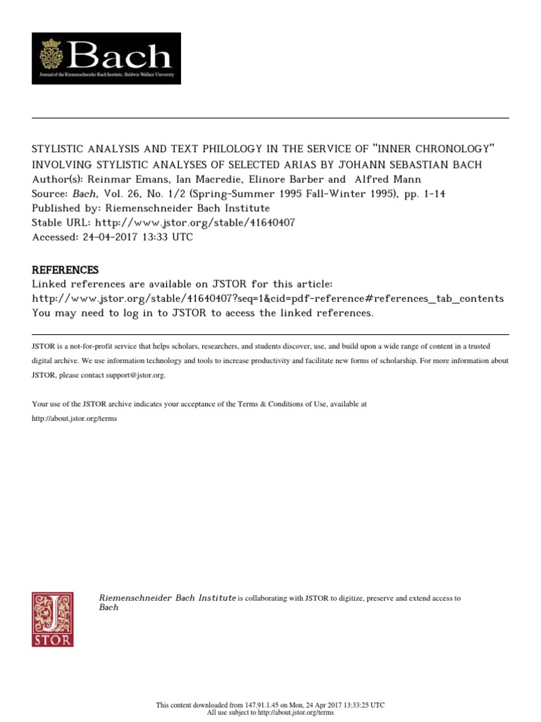 Stylistic Analysis and Text Philology in The Service of Inner ...