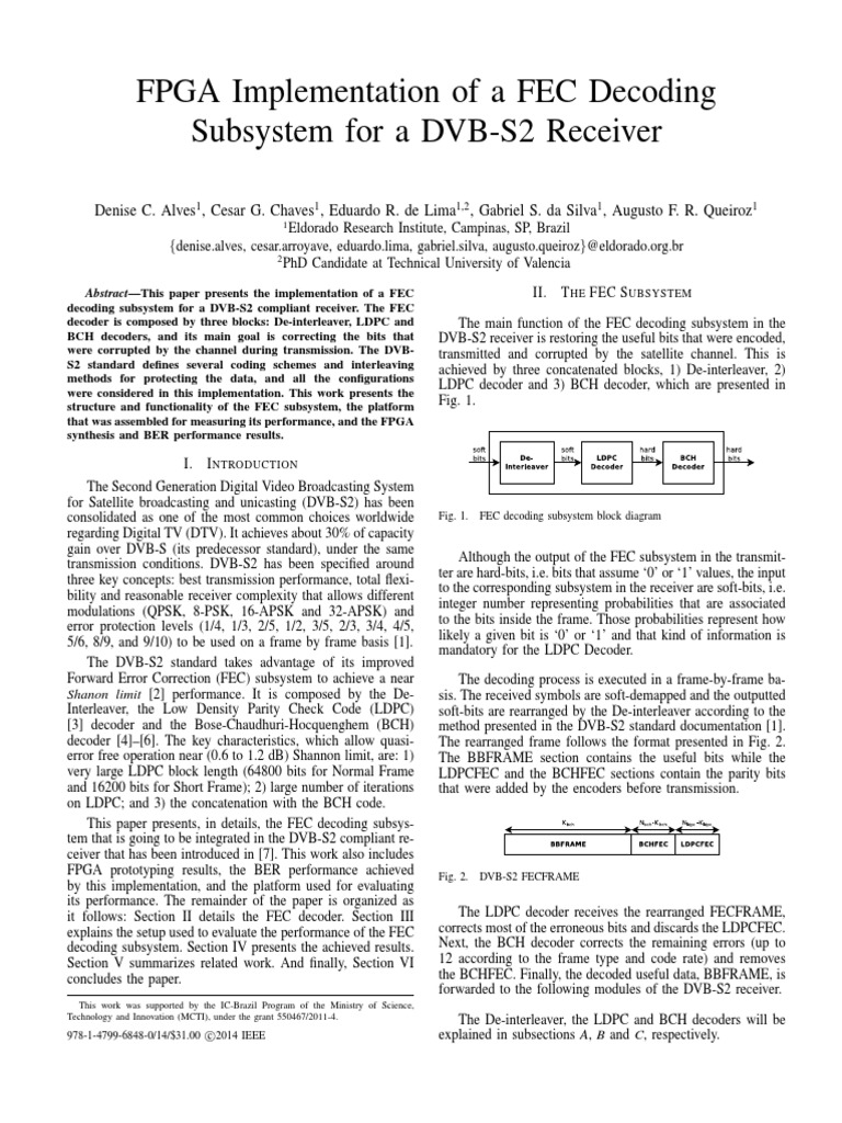 FPGA Implementation of A FEC Decoding | PDF | Low Density Parity Check Code | Signal To Noise Ratio