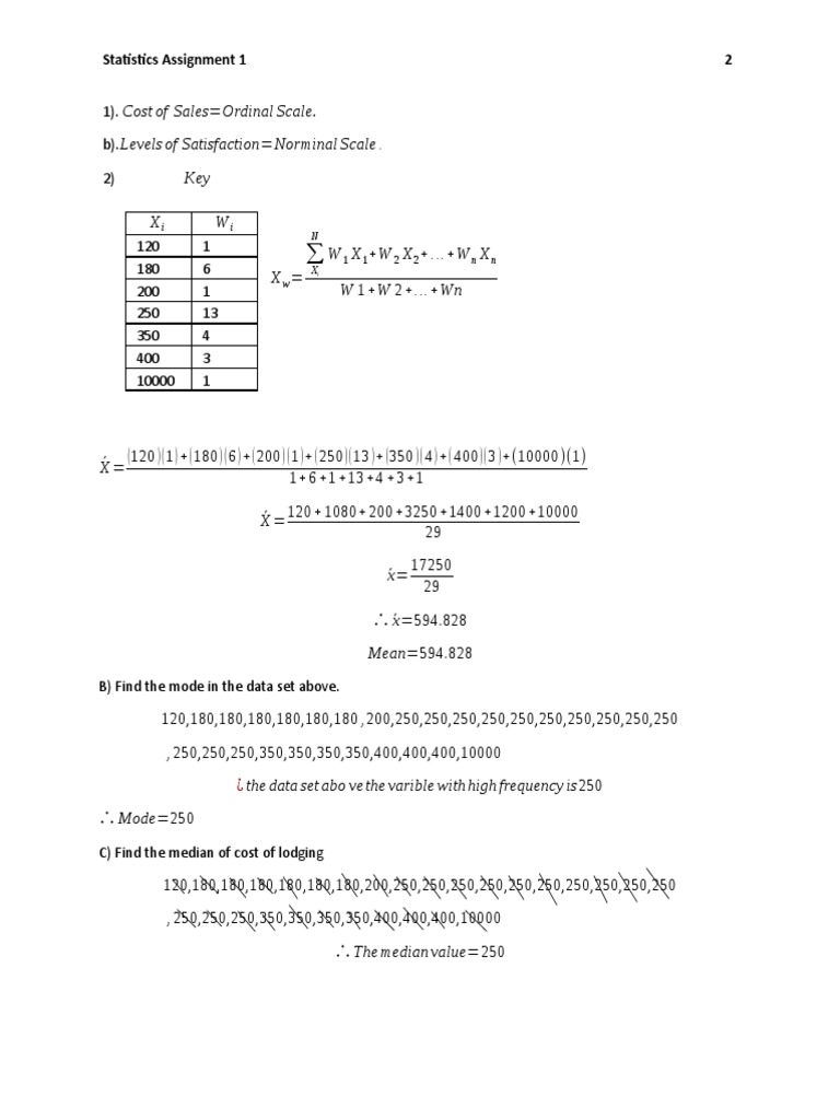Analysis of Statistics on Cost Data: Calculating Mean, Median, Mode ...