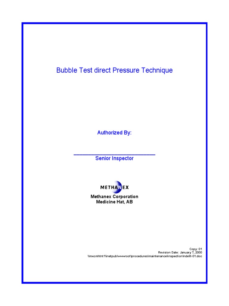 Bubble Test Direct Pressure | PDF