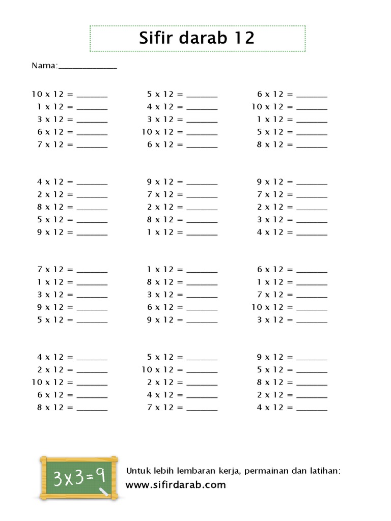 Lembaran Kerja Sifir Darab 12 Ws4 Pdf