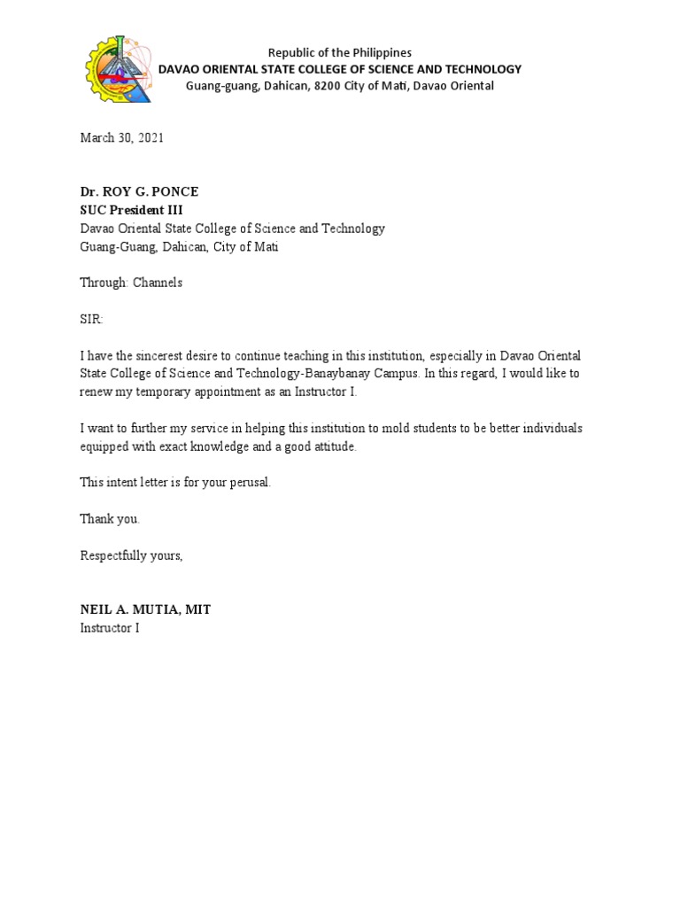 Letter of Renewal For Temporary Appointment | PDF