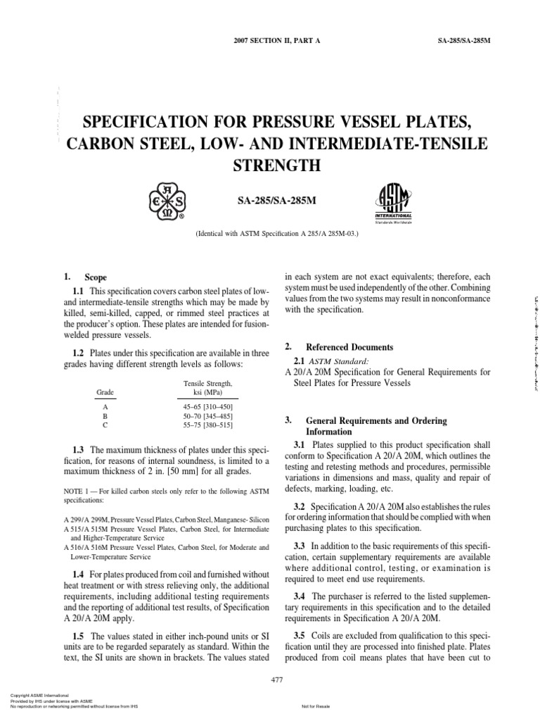 Specification For Pressure Vessel Plates, Carbon Steel, Low-And ...