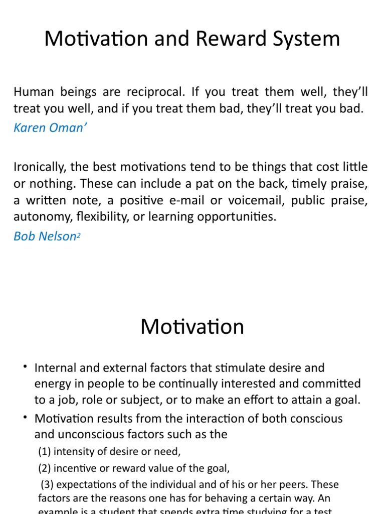 Motivation and Reward System | PDF | Motivation | Motivational