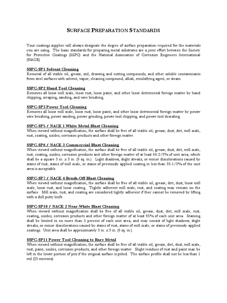 Surface Preparation Standards | Rust | Corrosion