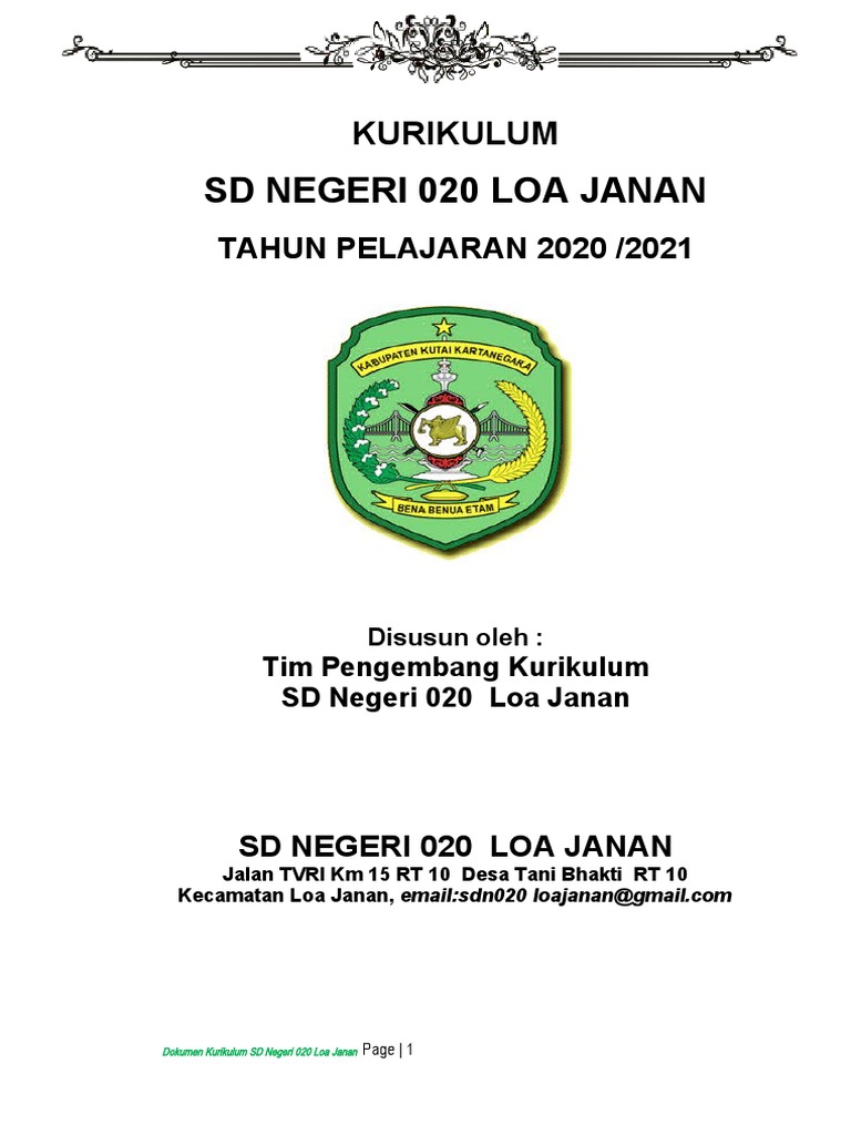 Kurikulum SDN 020 Loa Janan | PDF