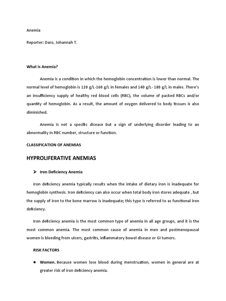 A Comprehensive Overview of Anemia: Classification, Causes, Signs and ...