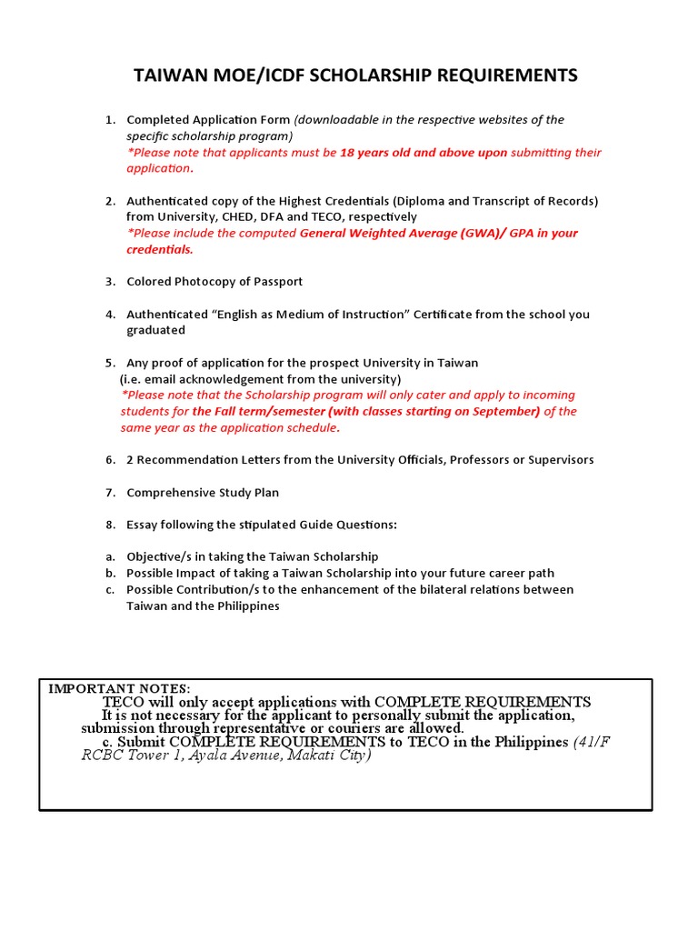 2021 Scholarship Requirements | PDF