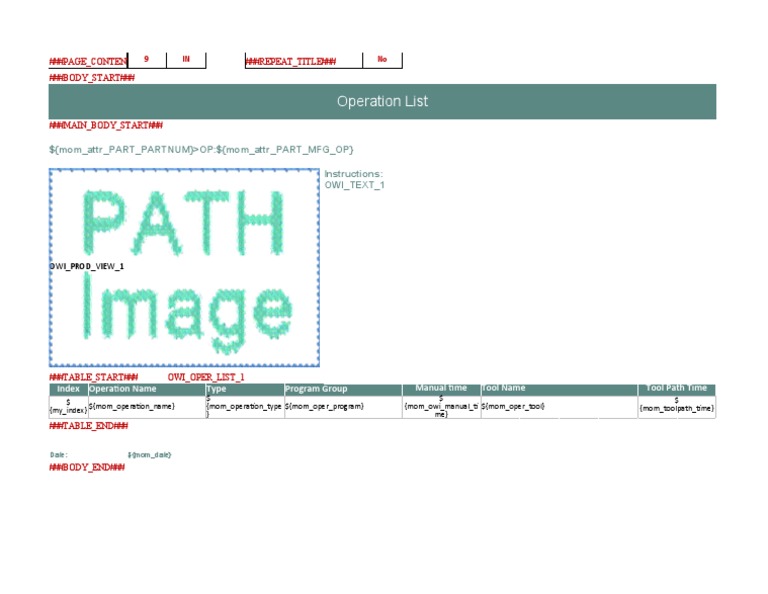 Owi Template Operation List | PDF