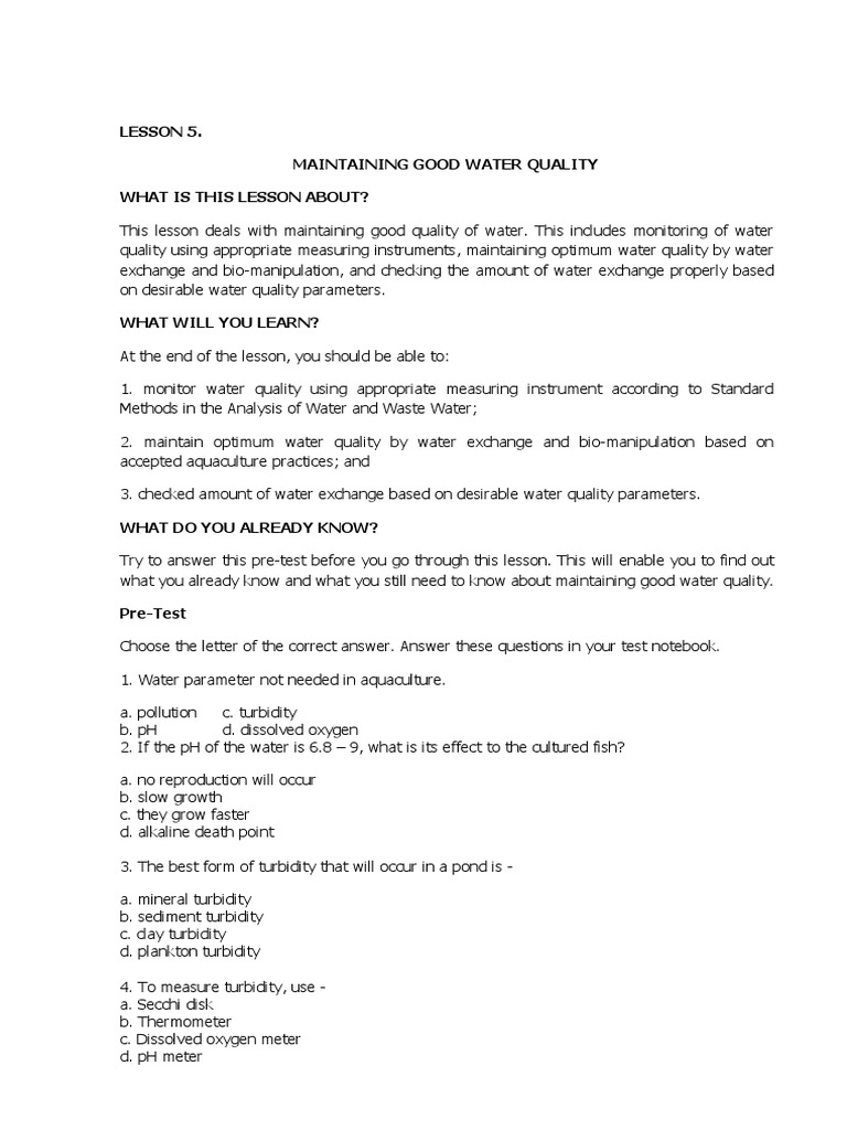 Water Quality Management in Aquaculture | PDF | Ph | Alkalinity