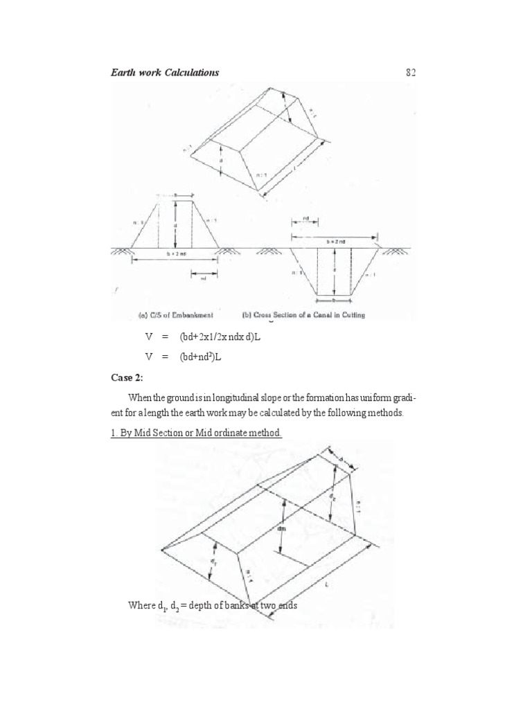 Earthwork Volume Calculation Methods | PDF | Slope | Length