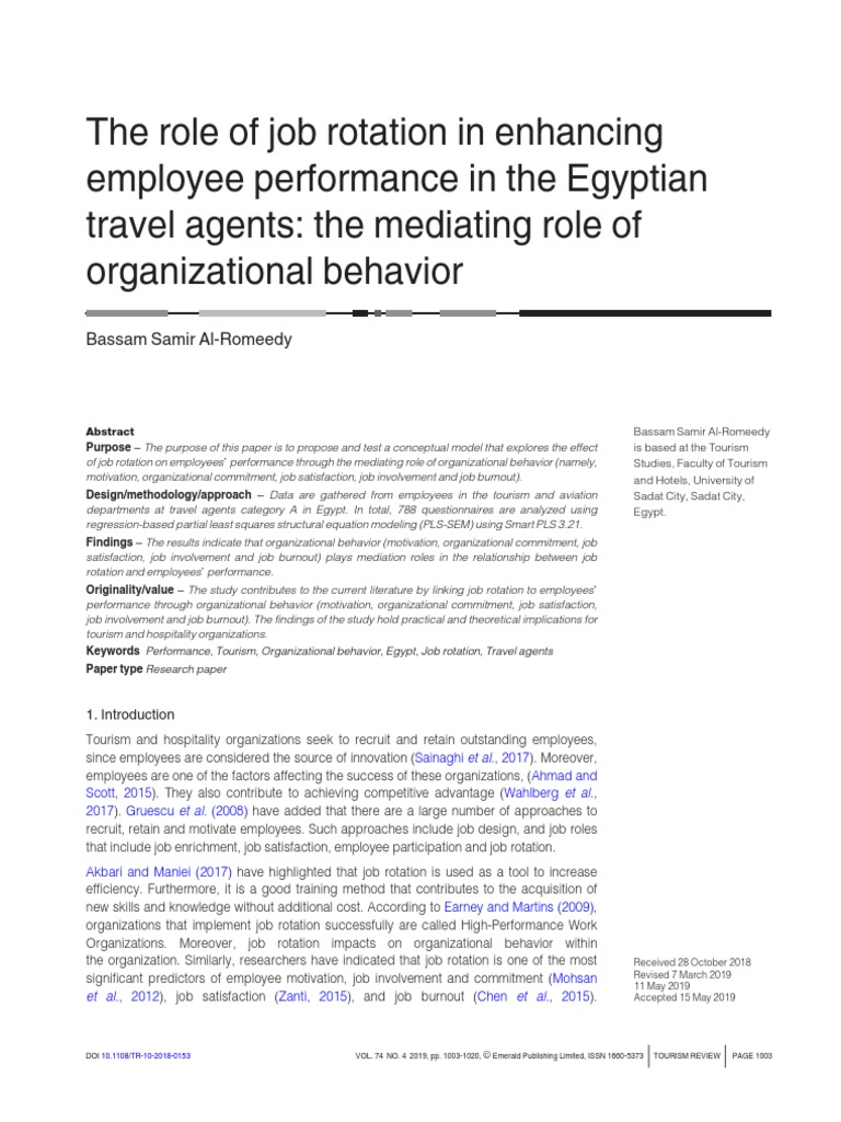 The Role of Job Rotation in Enhancing Employee Performance in The ...