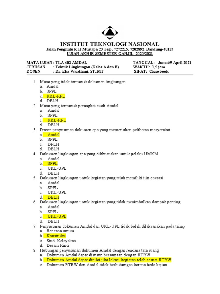Soal Uts Amdal | PDF