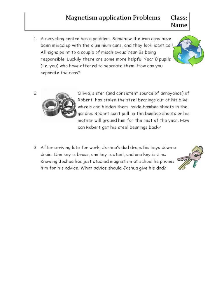 Magnetism Application Problems Class: Name | PDF