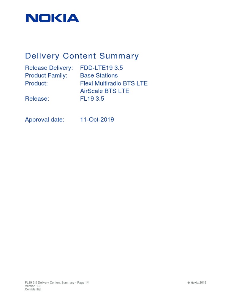 FDD-LTE19 3.5 Delivery Content Summary | PDF | Safety | Zip (File Format)
