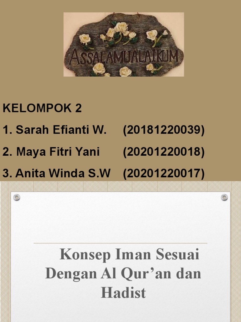 Presentasi AIK Kel.02 Konsep Iman Sesuai Al-Qur'an Dan Hadist | PDF