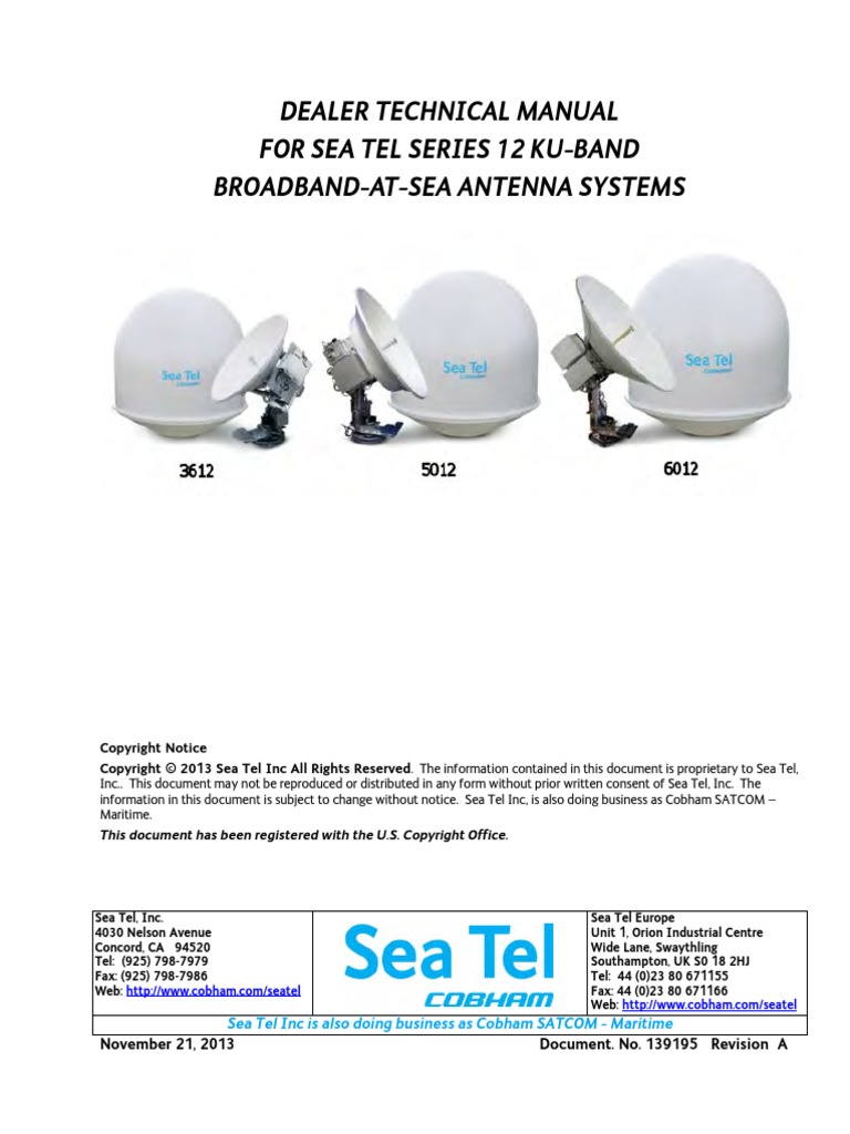 Dealer Technical Manual For Sea Tel Series 12 Ku-Band Broadband-At-sea ...