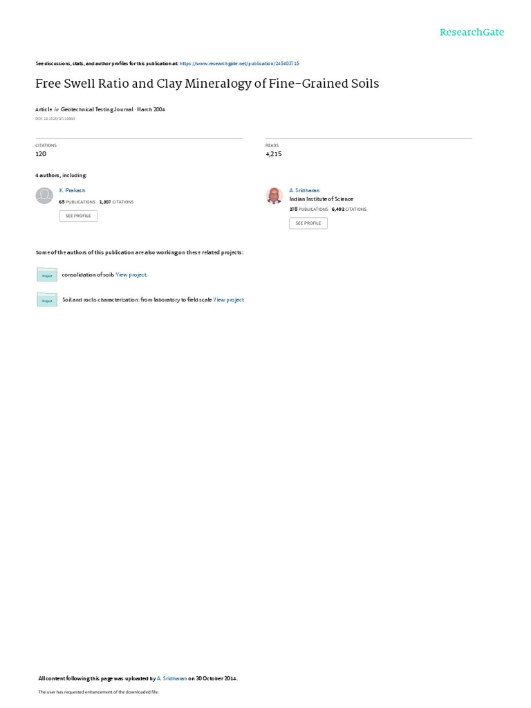 Paper No 325 Free Swell Ratio | PDF