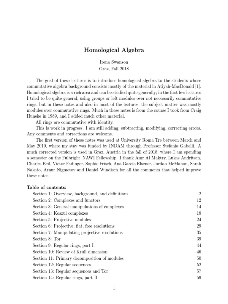 An Introduction to Homological Algebra: An Overview of Key Concepts and ...