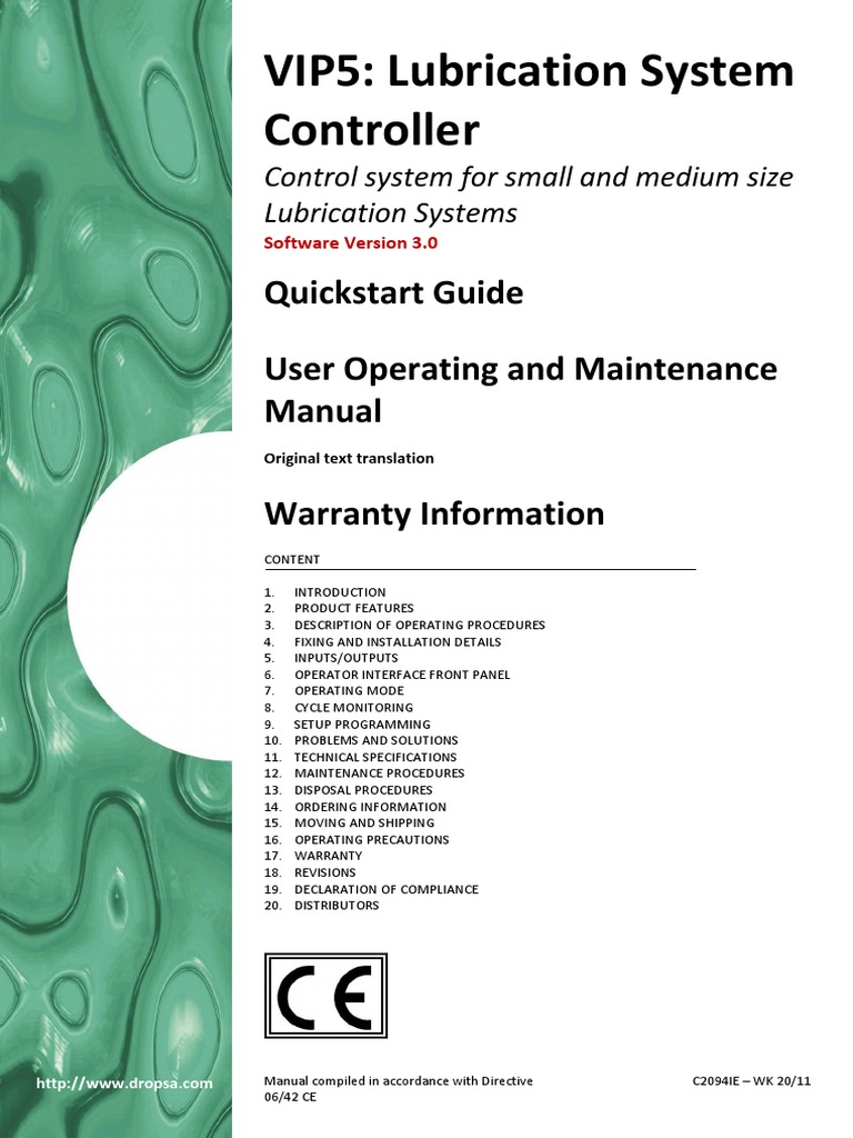 VIP5 Lubrication Controller Manual | PDF | Electrical Wiring | Switch