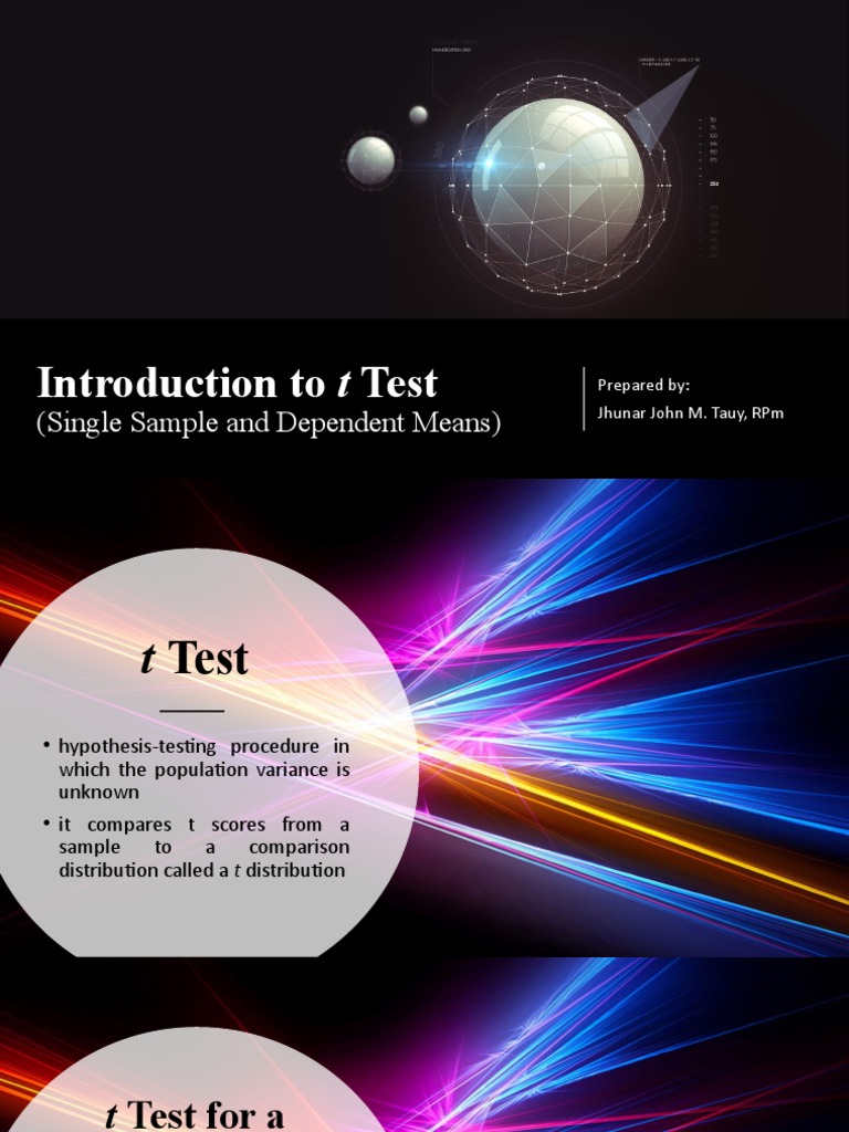 Introduction To T Test: (Single Sample and Dependent Means) | PDF ...