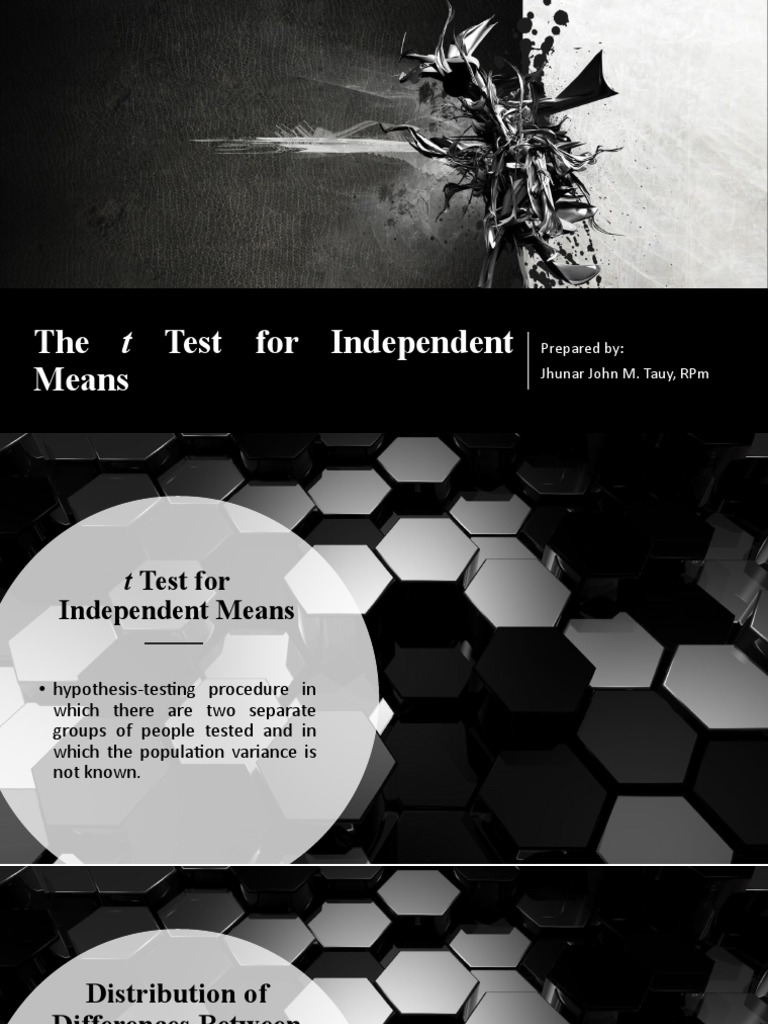 The T Test For Independent Means | PDF | Student's T Test | Variance