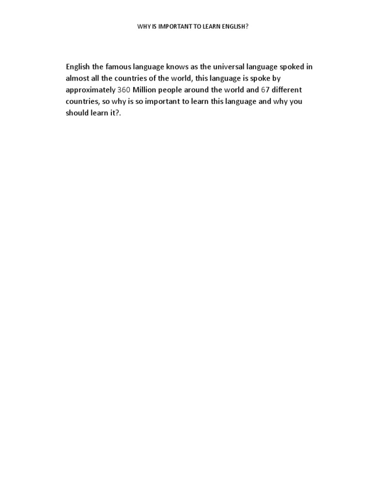 English The Famous Language Knows As The Universal Language Spoked in ...
