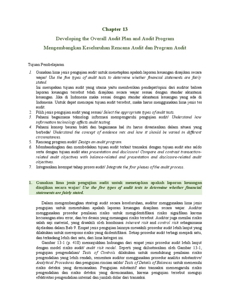Chapter 13 Developing The Overall Audit Plan and Audit Program | PDF