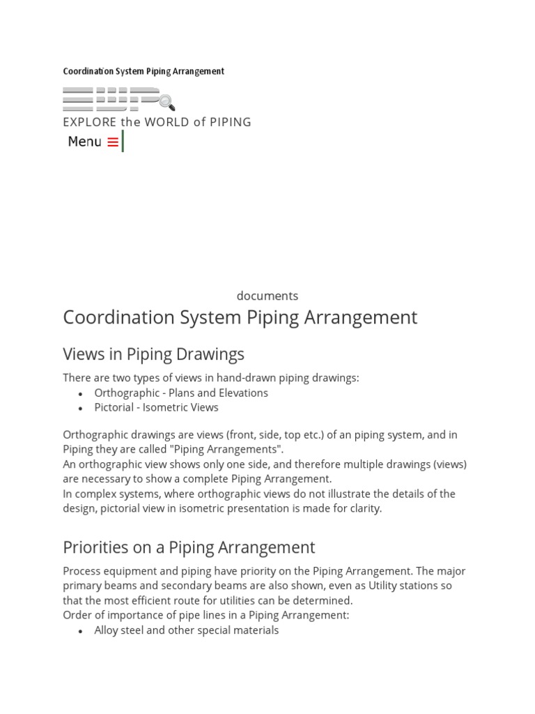 Coordination System Piping Arrangement | Download Free PDF | Pipe ...