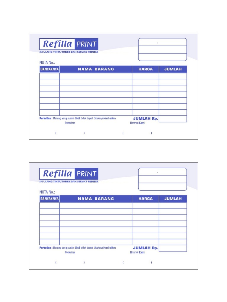 Contoh Nota Refill | PDF