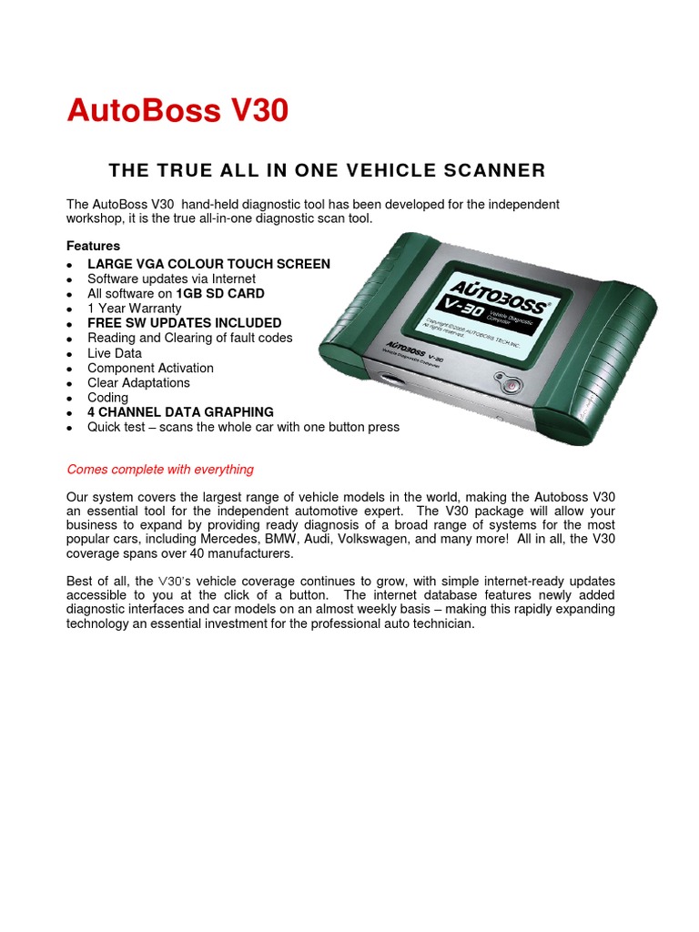 Autoboss V30 Capabilities | PDF