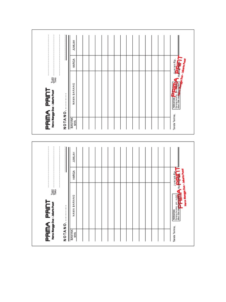 Contoh Nota Prima Print | PDF