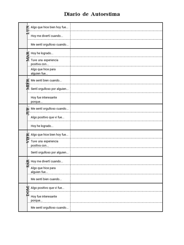 Diario de Autoestima | PDF