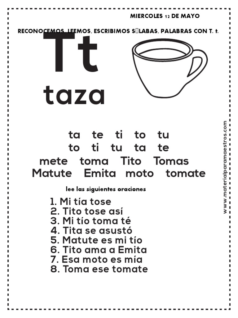 Oraciones con ta, te, ti, to, tu | PDF