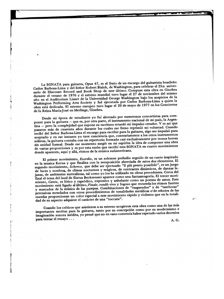 GINASTERA - Sonata para Guitarra | PDF