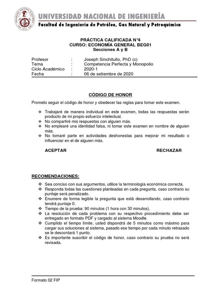 Práctica Calificada N°4 | PDF | Producto Interno Bruto | Prueba (evaluación)