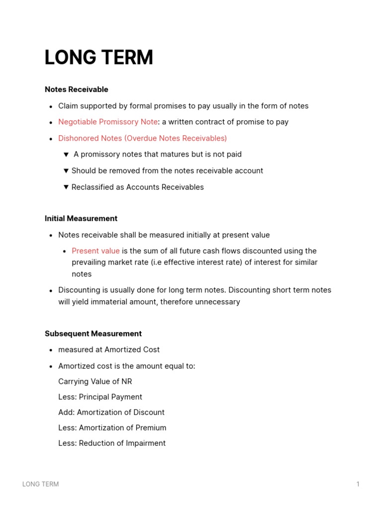 Long Term: Notes Receivable | PDF | Present Value | Discounting