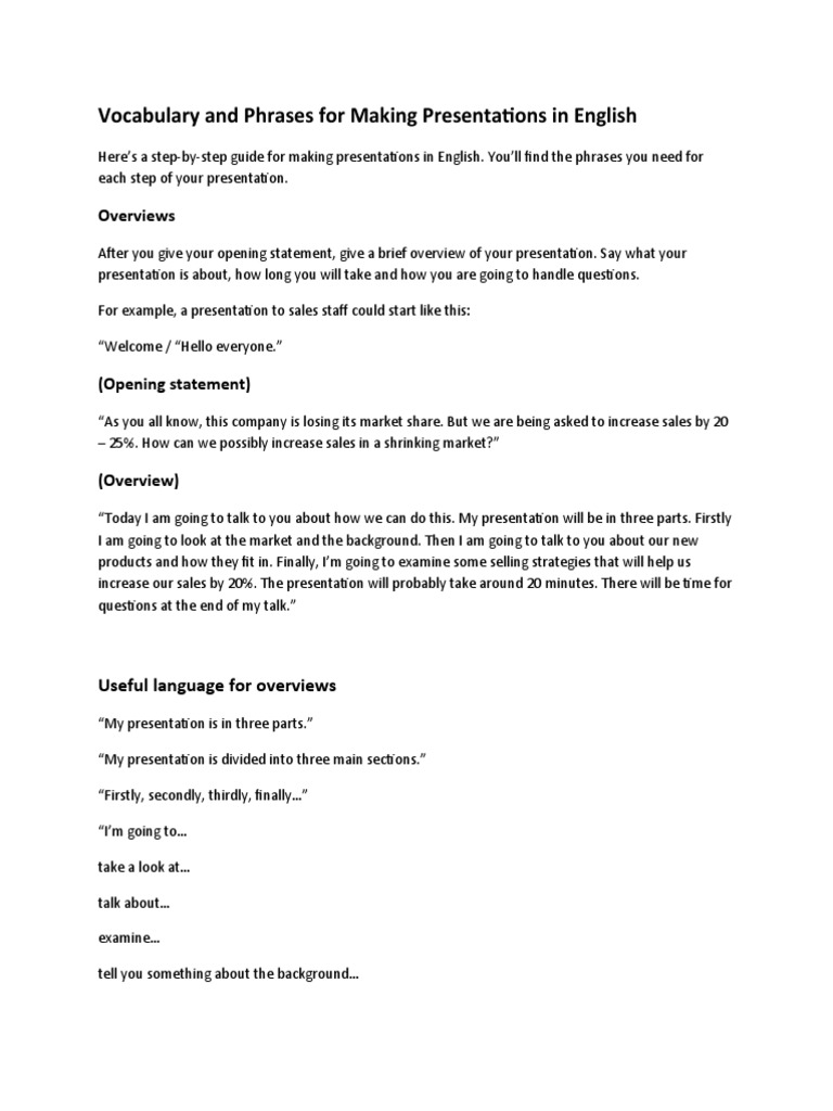103 Useful Phrases For Presentations In English Pdf