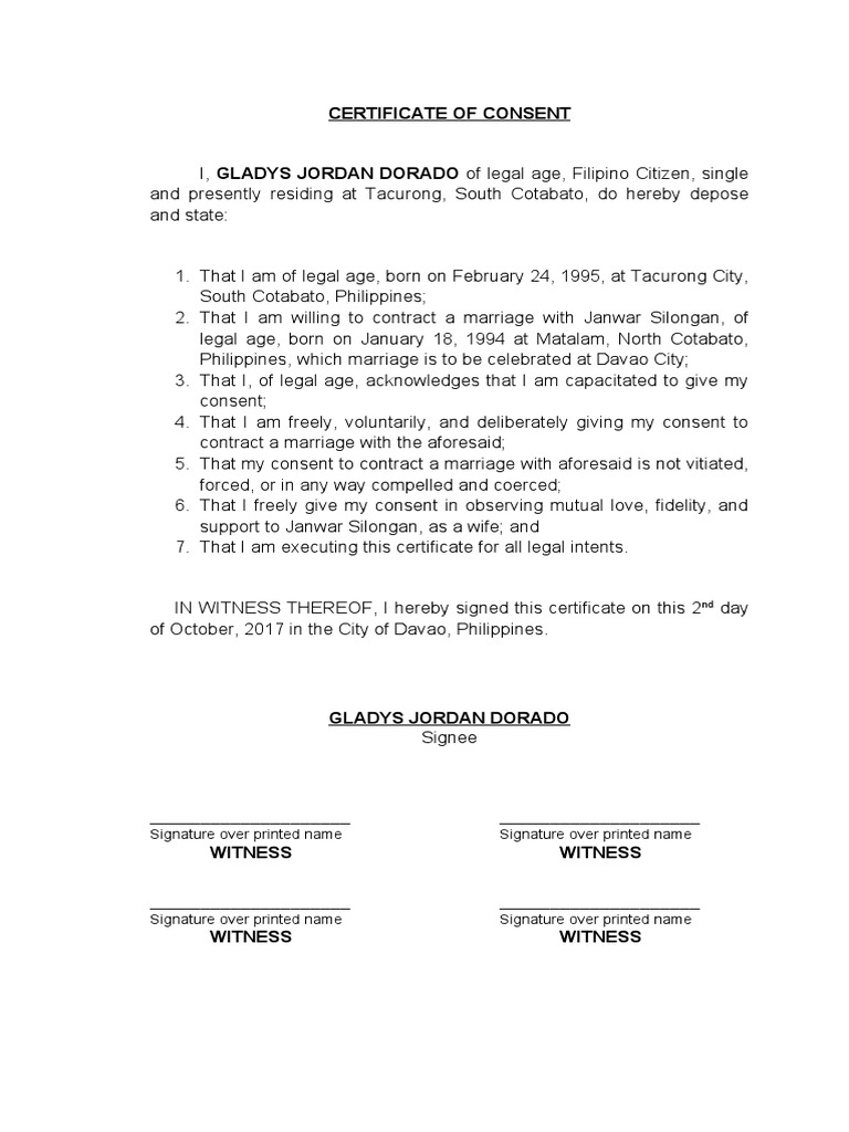 Certificate of Consent | PDF