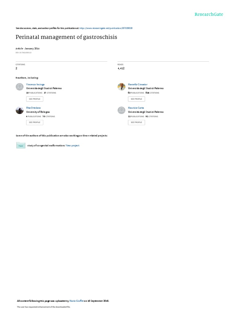 Perinatal Gastroschisis Management | PDF | Medicine | Diseases And ...