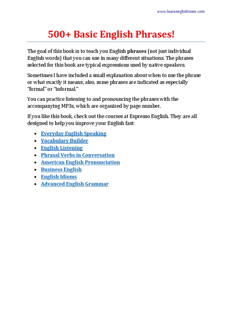 500 Basic Daily English Sentences | PDF | Luck | English Language