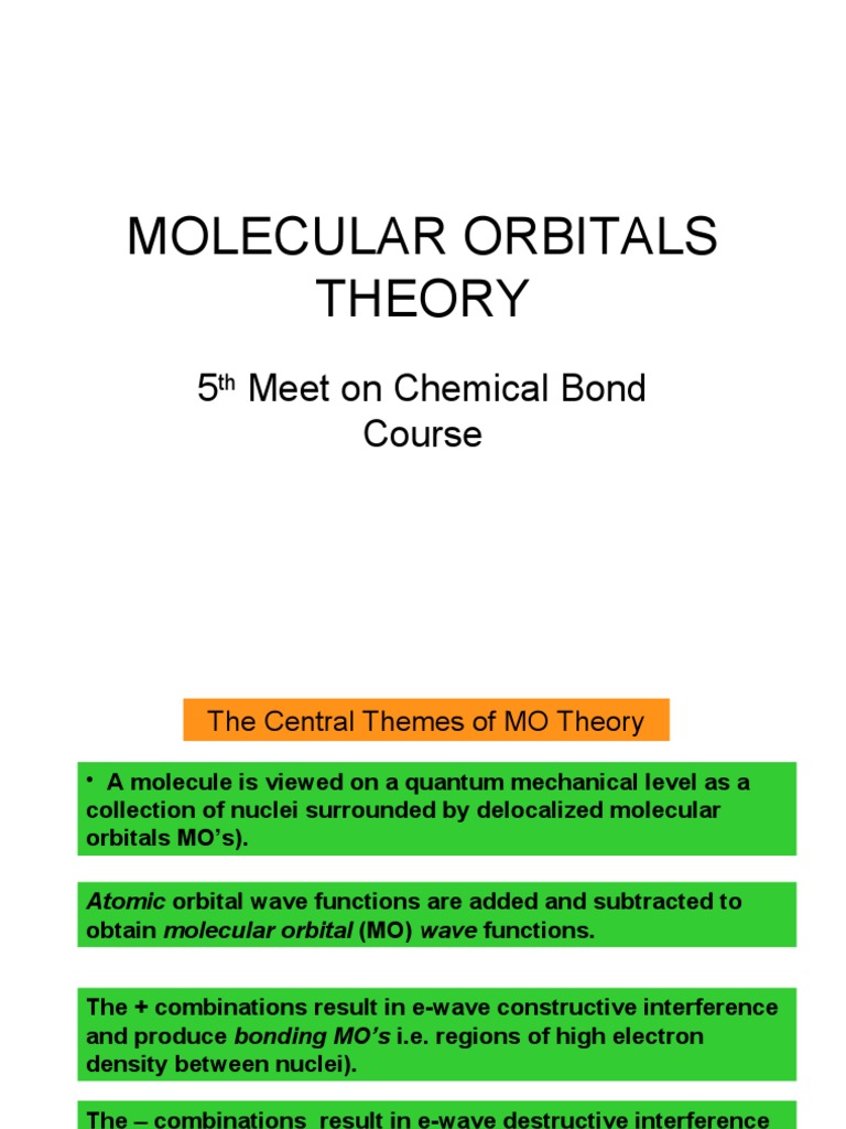 Molecular Orbitals Theory: 5 Meet On Chemical Bond Course | PDF ...