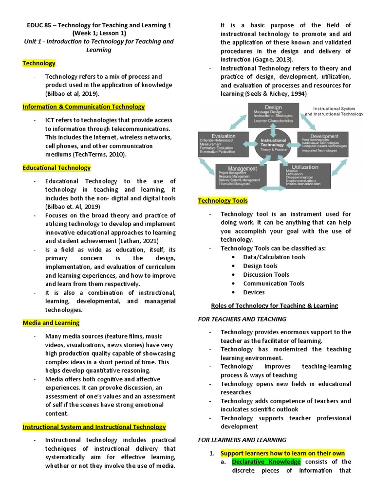 Unit 1 - Introduction To Technology For Teaching and Learning | PDF ...