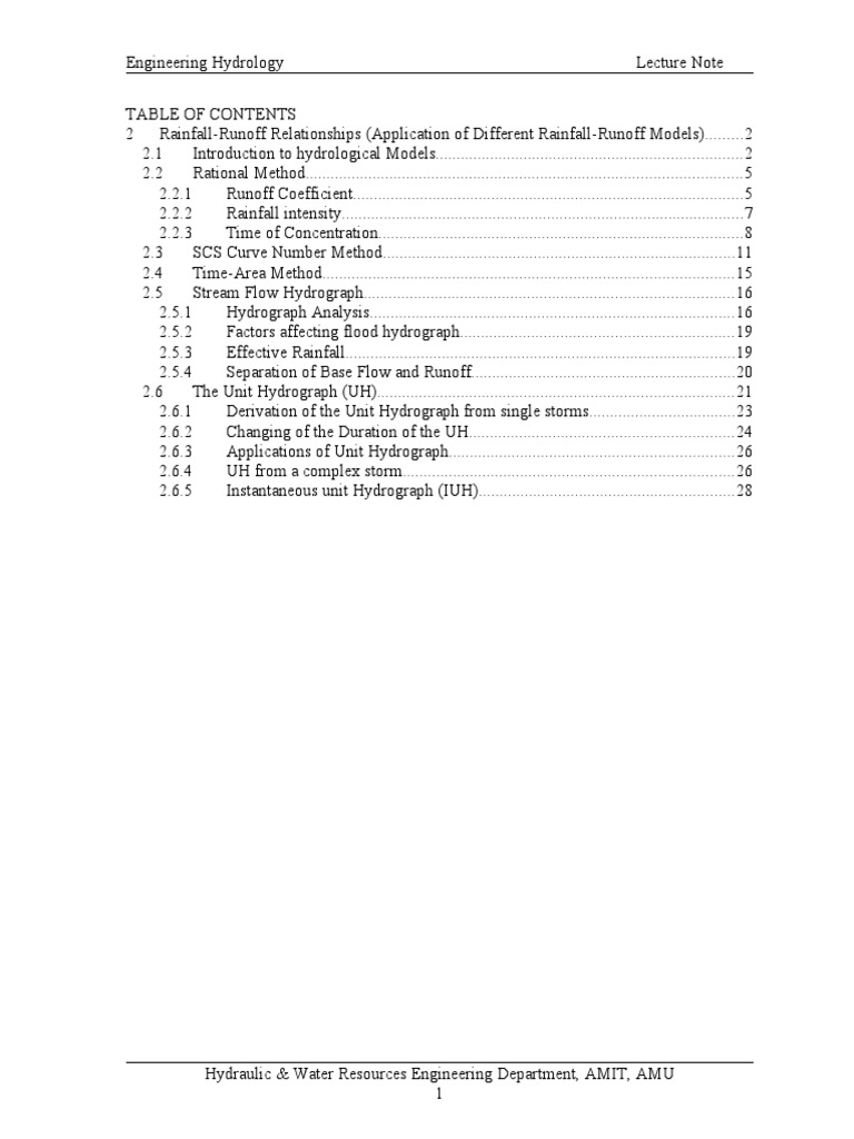 Chapter 2 Rainfall Runoff Relationships | PDF | Drainage Basin | Hydrology