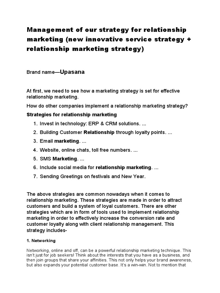 Management of Our Strategy For Relationship Marketing | PDF | Customer ...