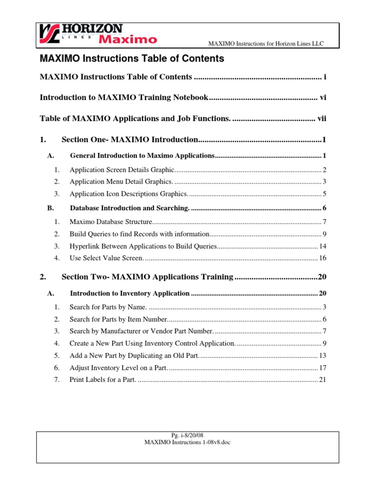 MAXIMO Instructions 1-08v8 | PDF | Icon (Computing) | Databases